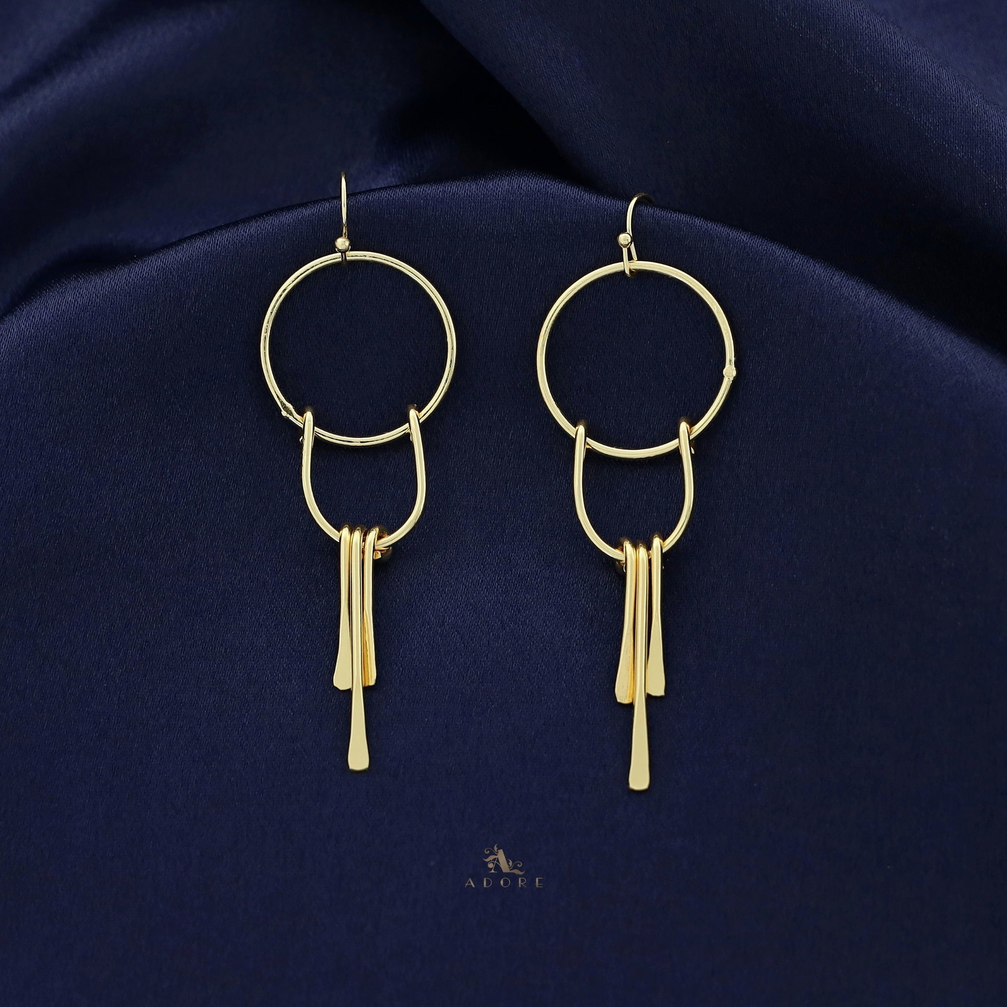 Tri Stick Golden Circle Swing Drop Earring – Adore By Priyanka