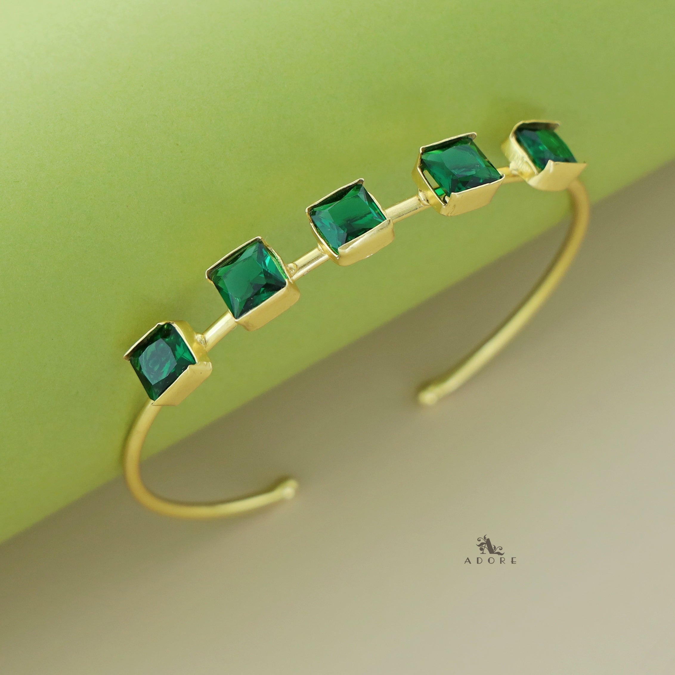 Ira Golden Penta Glossy Stone Bangle – Adore By Priyanka