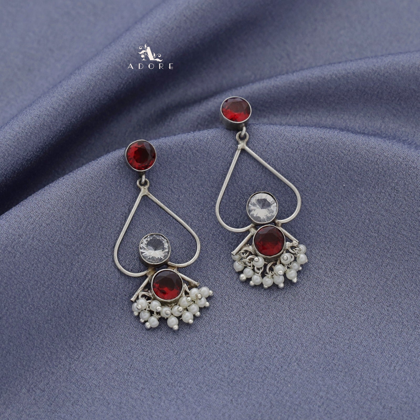 Glossy Round Heart Cluster Pearl Earring ( Rust Finish ) – Adore By ...