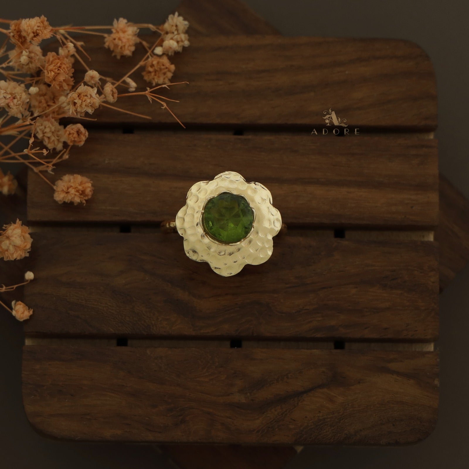 Hammered Flower Textured Ring – Adore By Priyanka